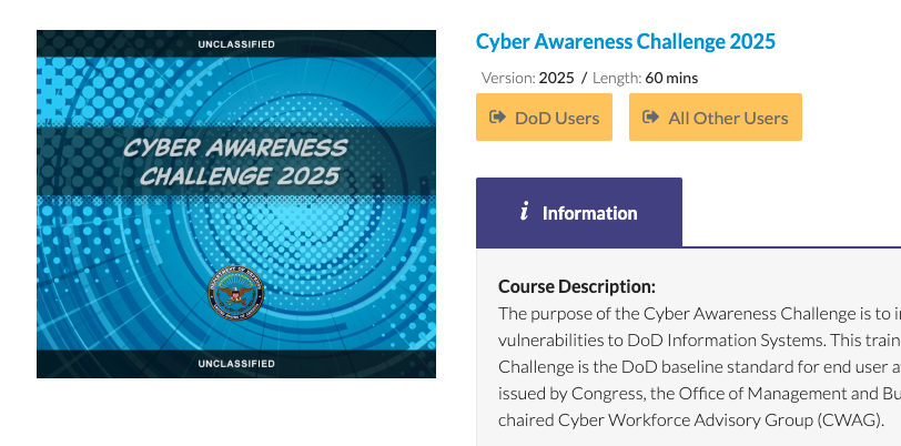 2025 Cyber Awareness Challenge – Contractor Resources